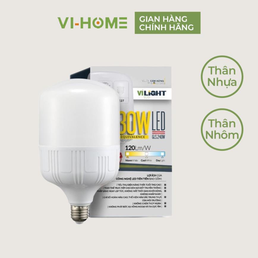 Bóng đèn Led Bulb VI-LIGHT 30W thân nhựa, thân nhôm, sáng trắng 6500K ...