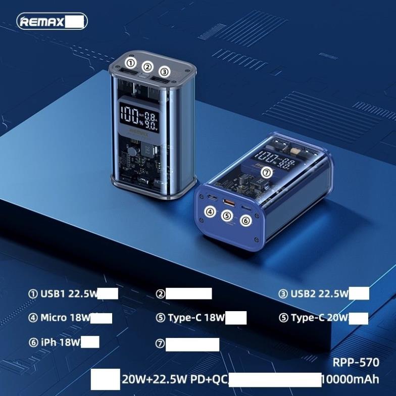 Pin dự phòng sạc nhanh 22.5W Remax RPP-570 10.000mah, Sạc dự phòng RM RPP-570 dung lượng 10.000 ...