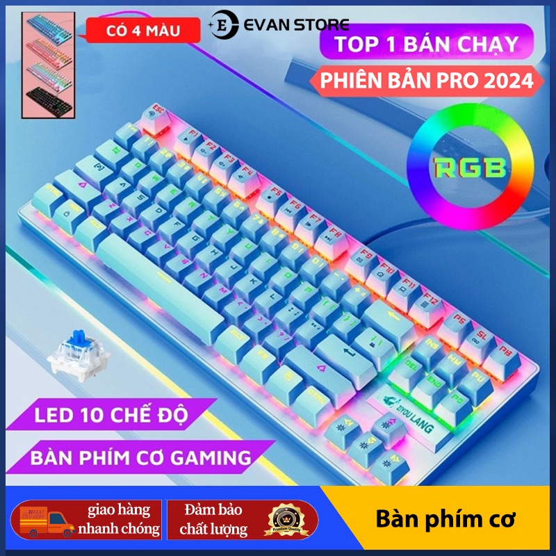 Bàn phím cơ K2 Blue Switch,kết hợp Bàn phím cơ trục xanh game có đèn ...