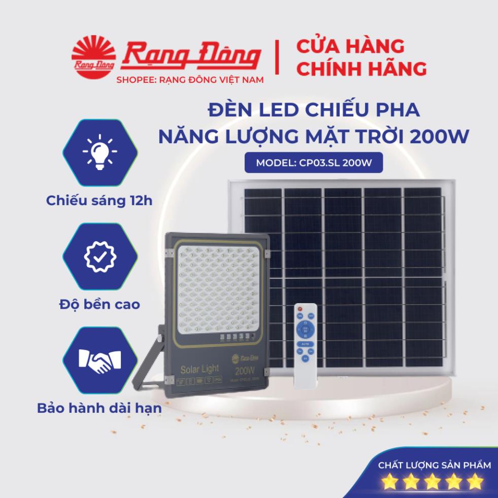 Đèn LED chiếu pha năng lượng mặt trời Rạng Đông 200W Model: CP03.SL.RAD 200W.V2 | Shopee Việt Nam