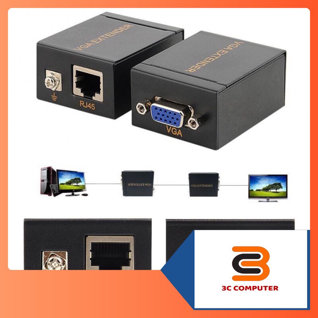Bộ Khuếch Đại Tín Hiệu VGA to Lan 30M 60M Nối Dài Cáp VGA Qua Đường Dây ...