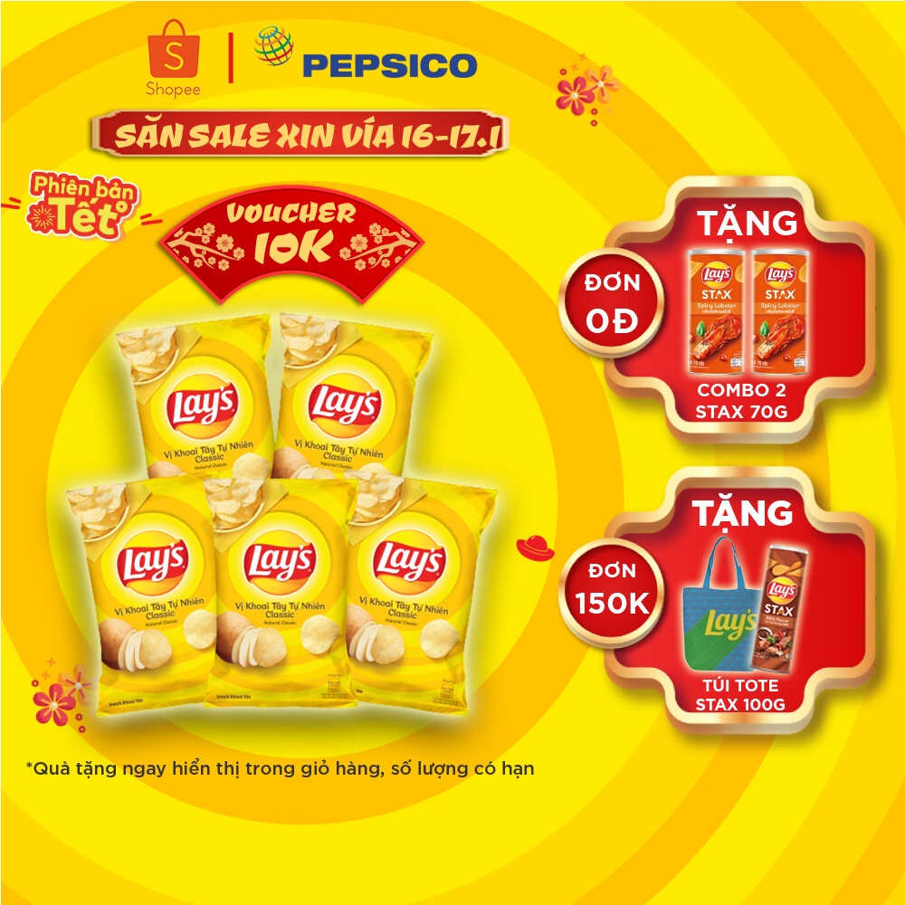 Combo 5 gói Snack Khoai Tây Lay’s Vị Khoai Tây Tự Nhiên Classic (5 x ...
