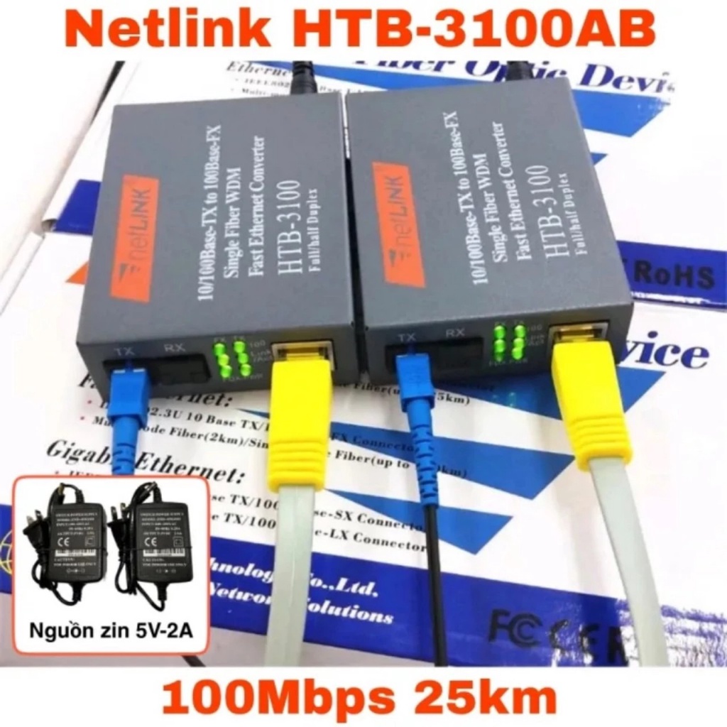 Bộ Converter Quang Netlink HTB-3100/AB ( Gồm 2 converter , 2 Adapter ...