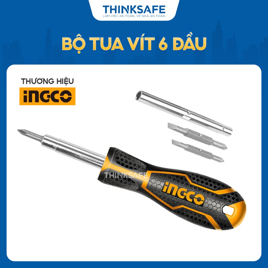 Bộ tua vít 6 đầu INGCO AKISD0608 thép Crv, tô vít mũi 2 chiều, chui cắm 6mm và 8mm | Shopee Việt Nam