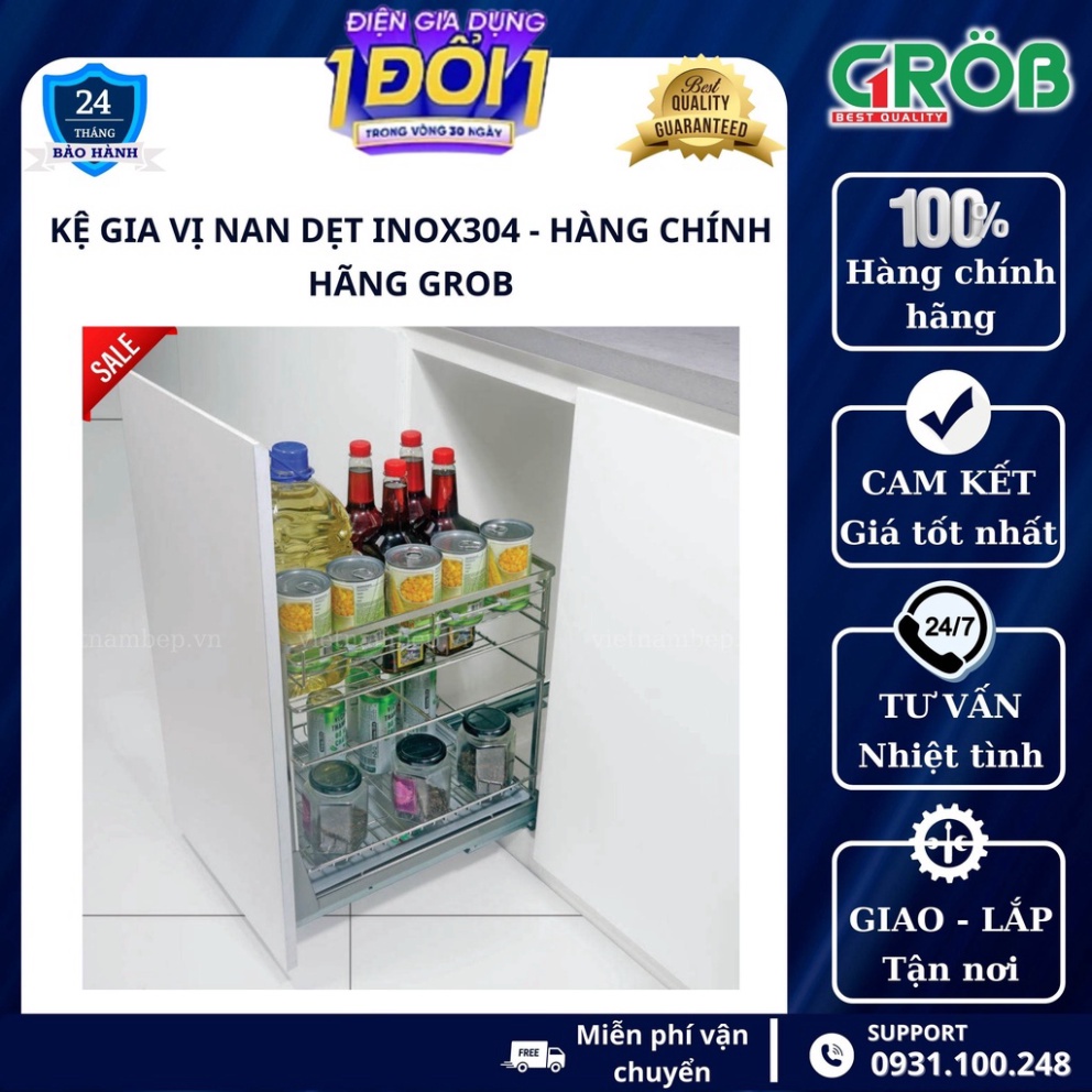 KỆ ĐỰNG GIA VỊ INOX SUS304 NAN DẸT GC304-20B/25B/30B/35B - Hàng chính ...