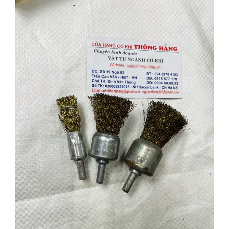 ( set 5 cái) Chổi đánh gỉ sắt dạng bút chuôi 6mm lắp máy khoan, miễn ...
