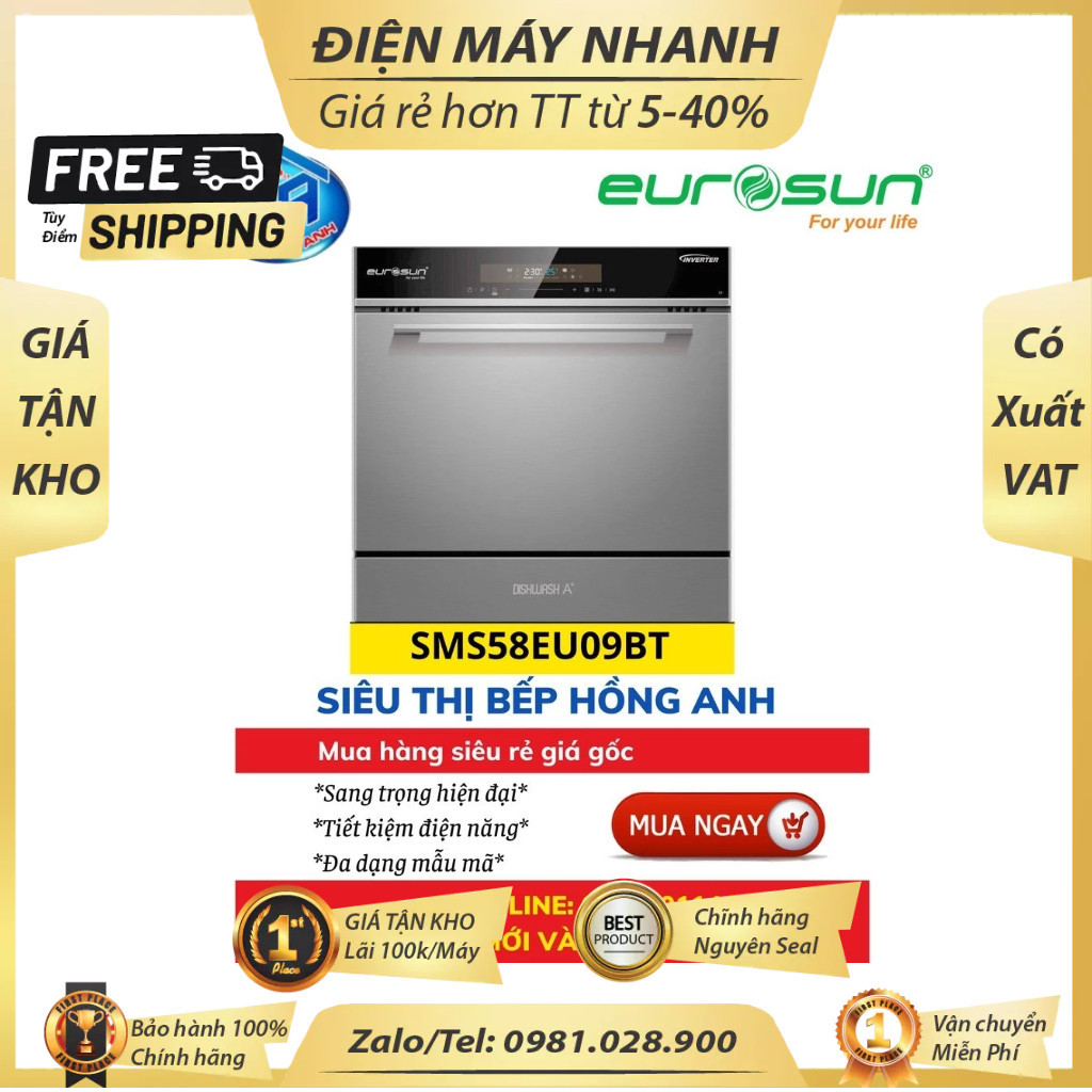 Máy Rửa Chén Bát Eurosun SMS58EU09BT Công Nghệ Hiện Đại Kết Hợp Khử ...