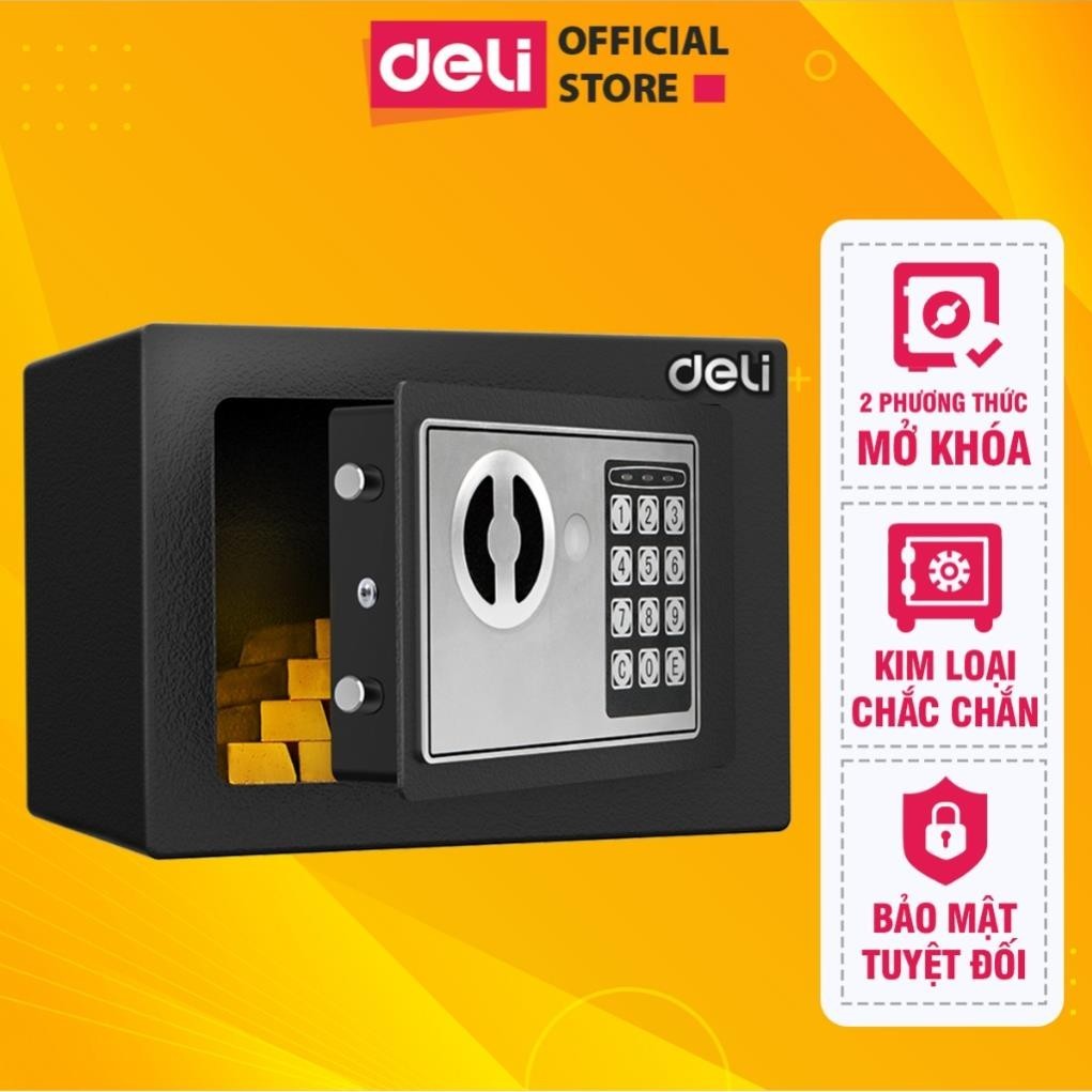 Két Sắt Mini Deli Khóa Điện Tử Chống Cháy, 2 Phương Thức Mở Khóa, Bảo ...