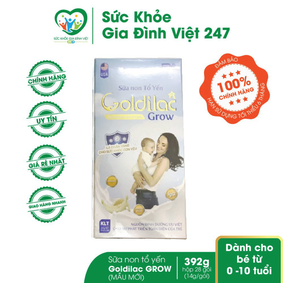 SỮA NON TỔ YẾN GOLDILAC GROW HỘP 392G (14G/gói) | Shopee Việt Nam