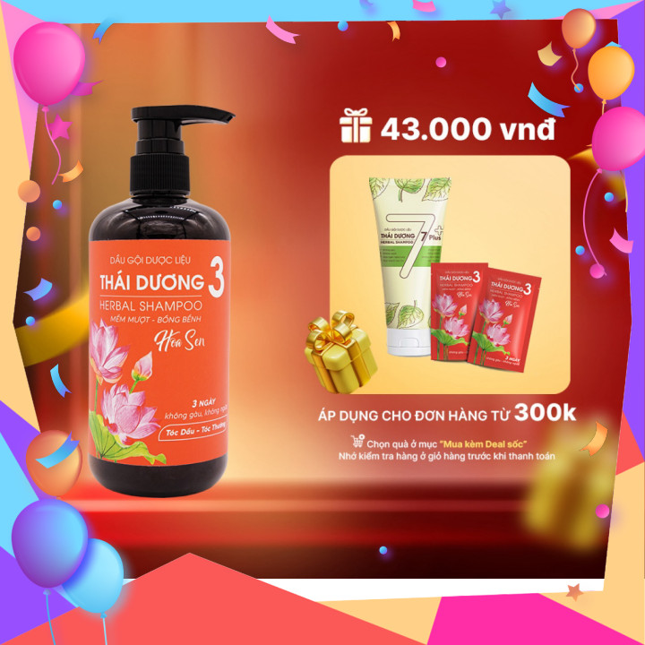 (Hữu cơ thảo dược) Dầu gội dược liệu Thái Dương 3 hương Hoa Sen chai ...