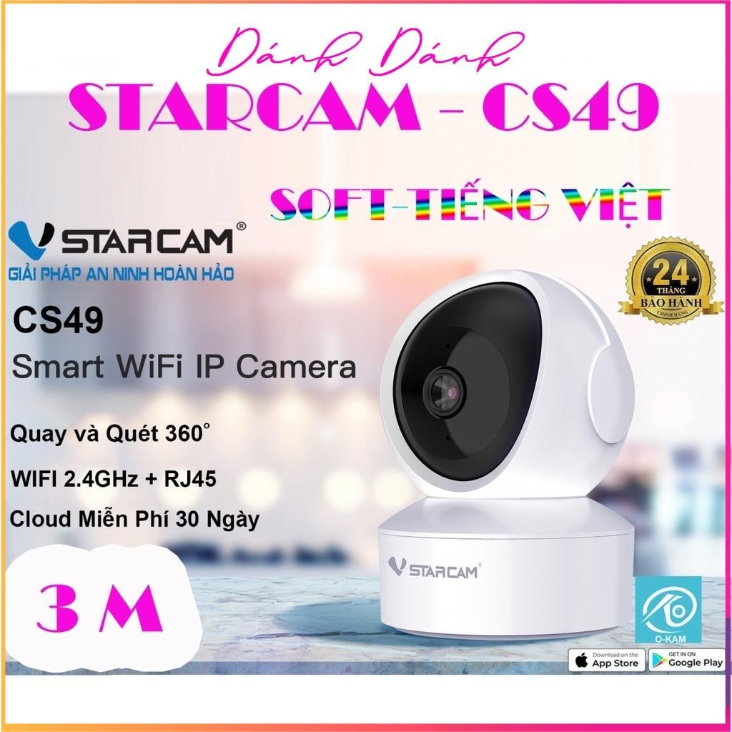 Camera IP Wifi STARCAM CS49 3MP Robo Chính hãng (Đàm thoại 2 chiều ...