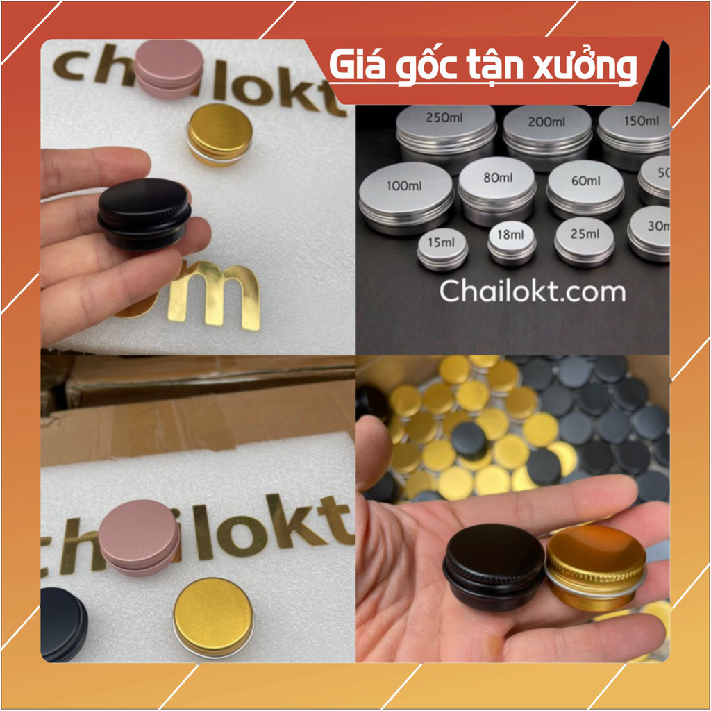Hộp nhôm đựng nến 5ml 10ml 15ml, 20ml, 30ml. Hũ 5g, 10g, 15g, 20g, 30g . Hũ thiếc đựng son dưỡng ...