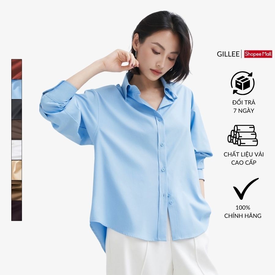 Áo sơ mi nữ dài tay GILLEE dáng oversized, sơ mi form rộng nhiều màu ...