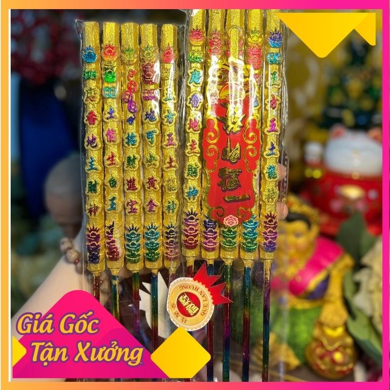 Nhang ngũ sắc 5 cây in nổi đồng xu - đứng tàn nhang 3 tấc | Shopee Việt Nam
