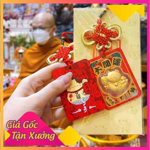 DÂY TREO MÈO THẦN TÀI VẼ CHÚ ( kèm bao lì xì) | Shopee Việt Nam