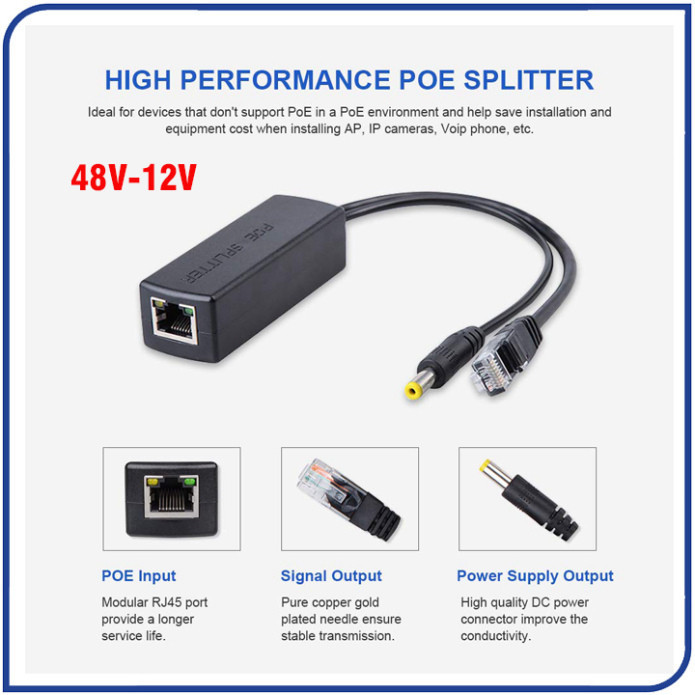 Bộ Tách Jack POE Splitter 48v ra 12v | 5v cho Camera IP, Cặp Chuyển ...