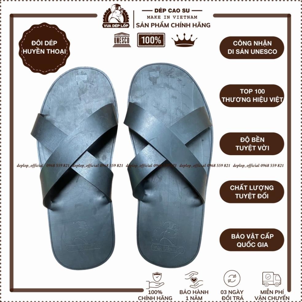 Dép cao su 2 quai chéo màu đen, dép lốp quai dép nhỏ thương hiệu deplop_official chắc chắn bền ...