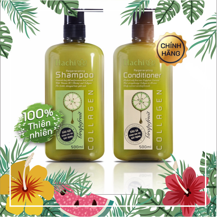 (Hữu cơ thảo dược) Dầu gội đầu bưởi Hachi dành cho tóc gãy rụng - Dầu gội cặp HACHI VIETNAM ngăn ...