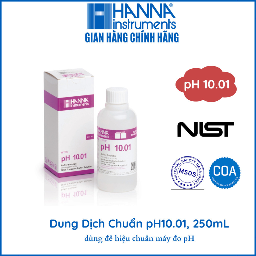 DUNG DỊCH CHUẨN NIST pH10.01 ĐỂ KIỂM TRA/HIỆU CHUẨN LẠI BẤT KỲ MÁY ĐO pH , 250ML, HANNA HI7010M ...