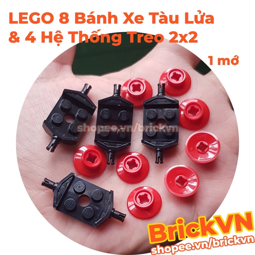 LEGO Tàu Hoả: 8 Bánh Xe Tàu Lửa Màu Đỏ (50254) & 4 Hệ Thống Treo 2x2 ...