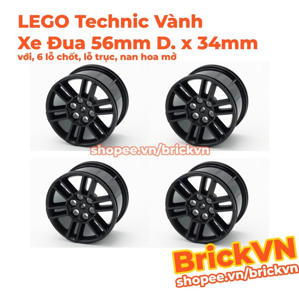 [4 Cái] LEGO Technic Vành Xe 56x34mm Màu Đen Với 6 Lỗ Chốt & Lỗ Trục ID ...