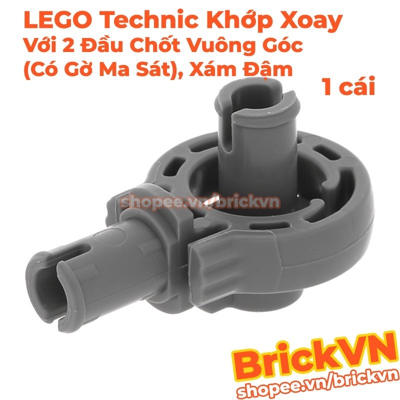 [1 Cái] LEGO Technic Khớp Nối Xoay Với 2 Đầu Chốt Vuông Góc, Xám Đậm ID ...