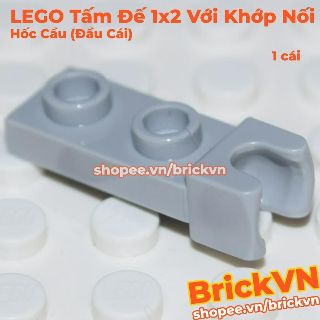 [1 Cái] LEGO Khớp Nối Hốc Cầu (Đầu Cái) và Tấm Đế 1x2, Xám Nhạt ID ...