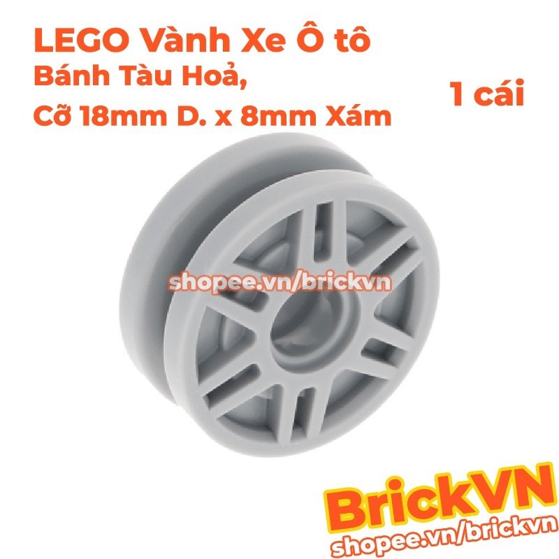 [1 Cái] LEGO Vành Xe Ô tô / Tàu Hoả Cỡ 18mm D. x 8mm Xám Nhạt ID ...