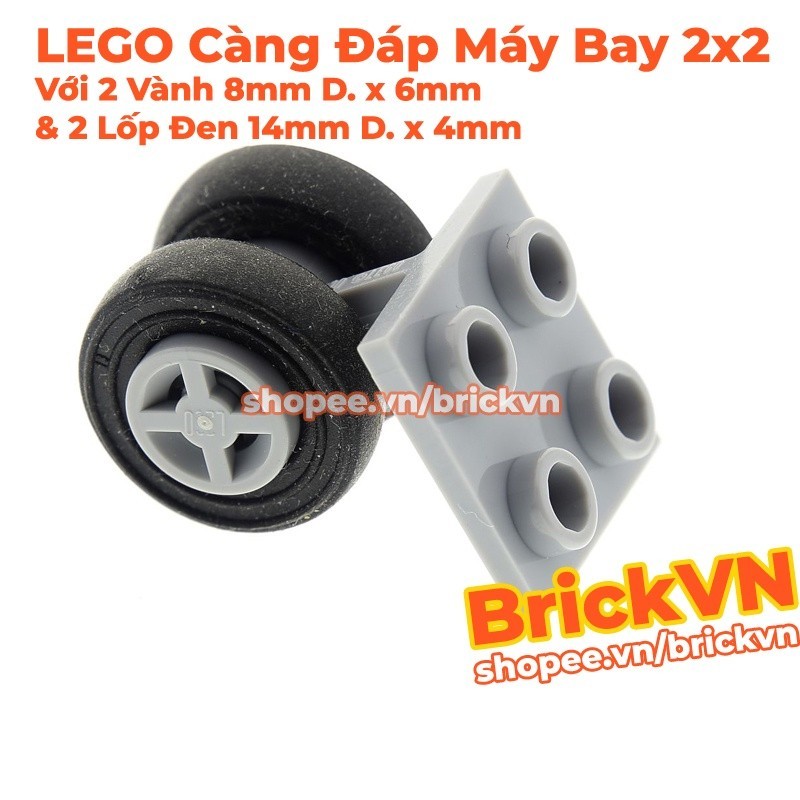 [1 Cái] LEGO Càng Đáp Máy Bay 2x2 Với 2 Vành 8mm D. x 6mm & 2 Lốp 14mm ...