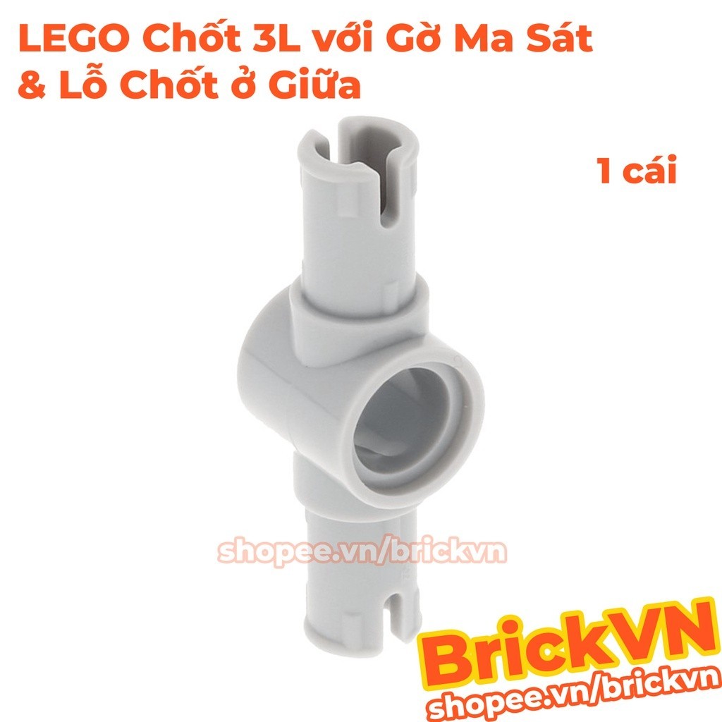 [2 Cái] LEGO Technic Chốt 3L với Gờ Ma Sát và Lỗ Chốt ở Giữa, Xám Nhạt ...