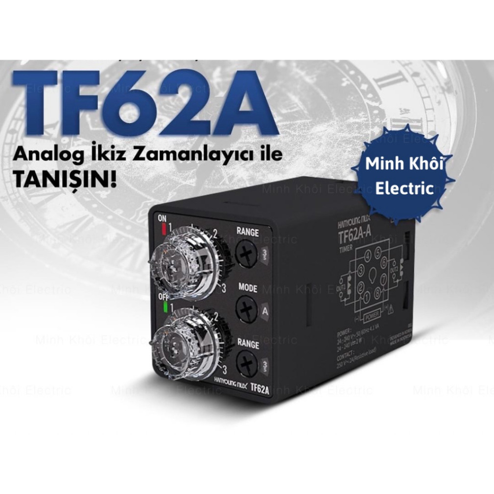 Rơ le thời gian luân phiên Timer Hanyoung TF62A kèm đế, twin timer hanyoung TF62A, bộ định thời ...