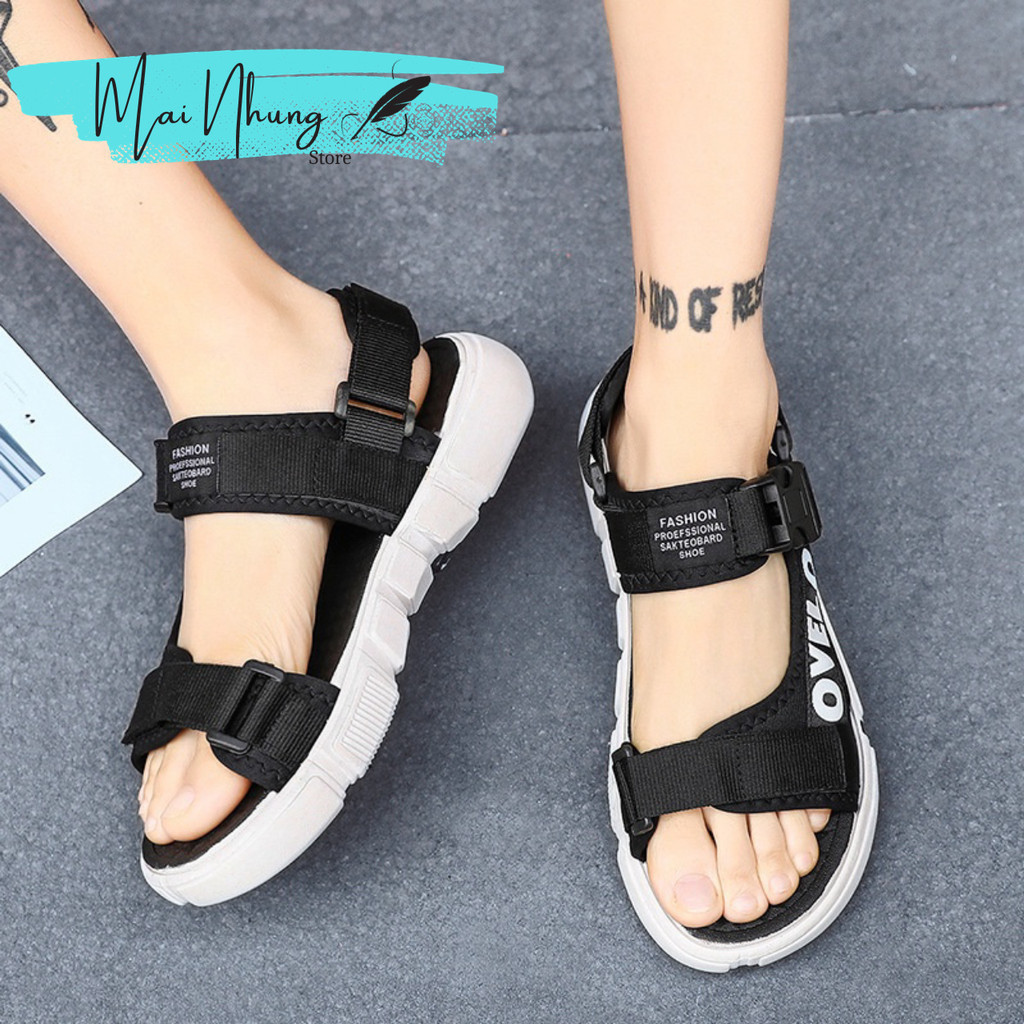 Dép sandan nam nữ, Sandal học sinh sinh viên quai ngang (đế cao 2,5cm ...