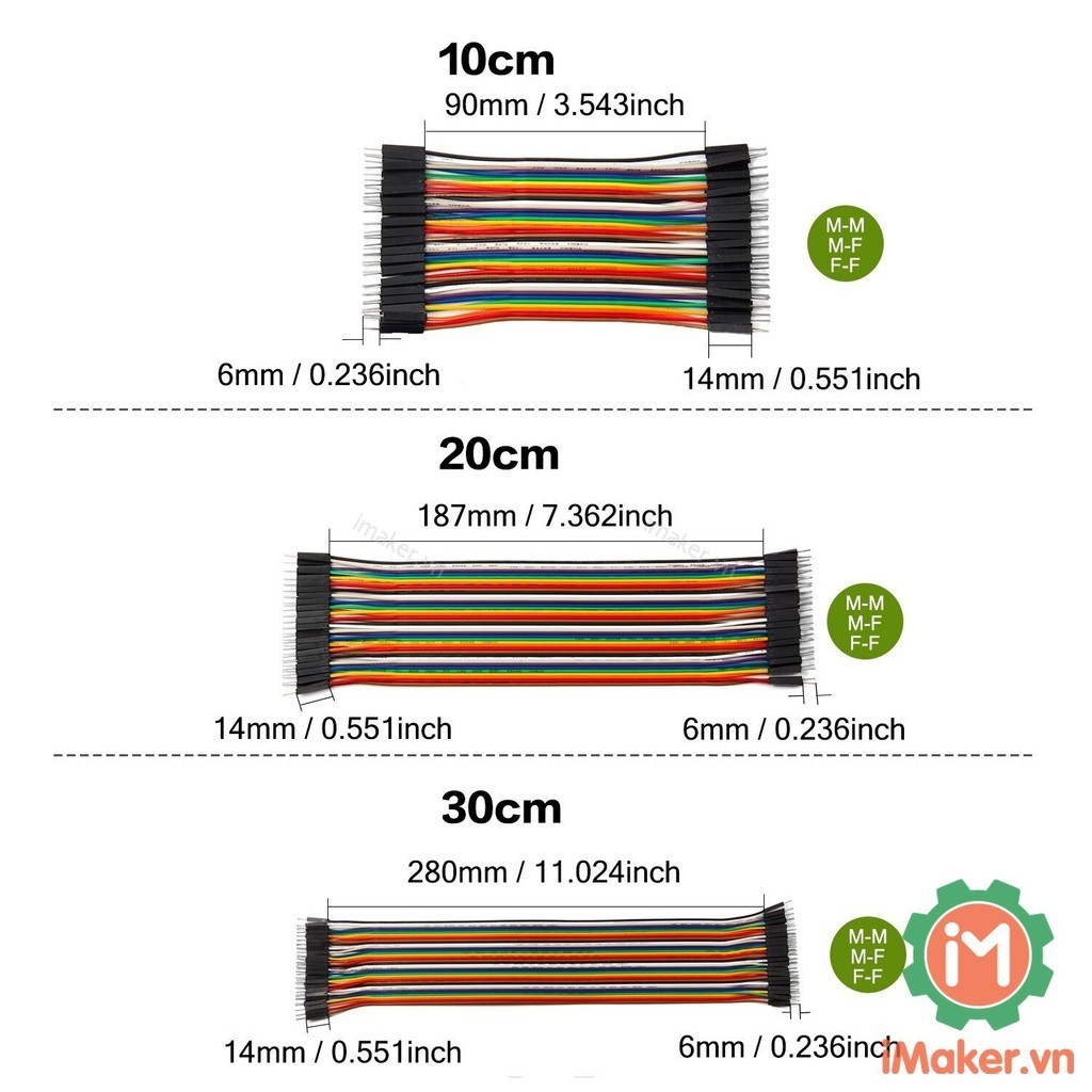 Dây cắm test board Cái Cái 20cm ( 10 sợi ) - TaKa DiY | Shopee Việt Nam