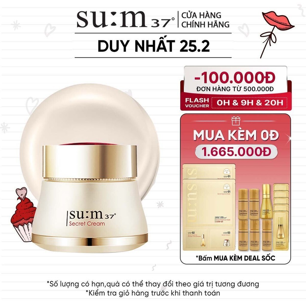 Kem dưỡng cân bằng nội môi ngăn ngừa lão hóa Su:m37 Secret Cream 50ml | Shopee Việt Nam