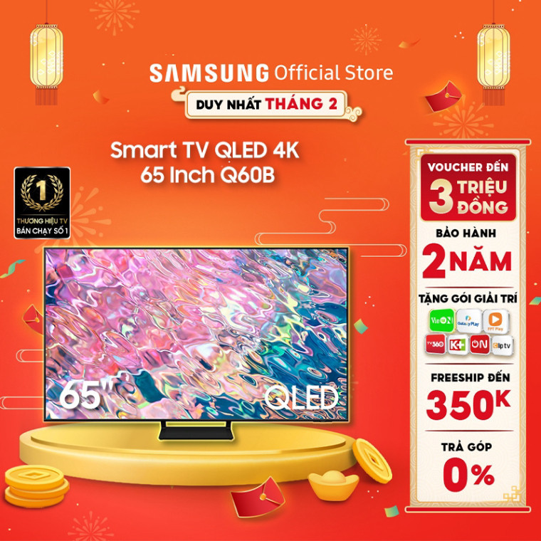 Smart Tivi Samsung 65 Inch 4K QLED QA65Q60BAKXXV 2022 - Miễn phí lắp đặt | Shopee Việt Nam