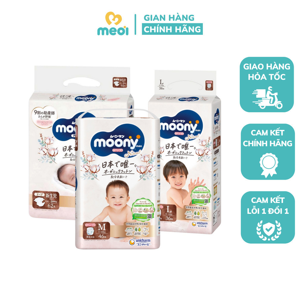 Bỉm dán, Bỉm quần Moony Natural cho bé, nhập khẩu chính hãng của ...