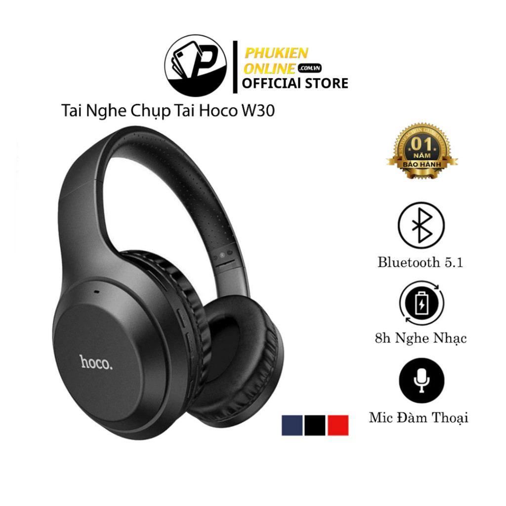 Tai Nghe Chụp Tai Bluetooth Hoco W30, Micro Đàm Thoại, 8h Nghe Nhạc, Hỗ ...