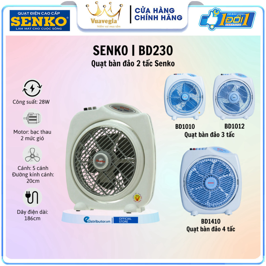 Quạt bàn đảo Senko cao cấp BD230/BD1010/BD1012 - Giao Màu ngẫu nhiên ...