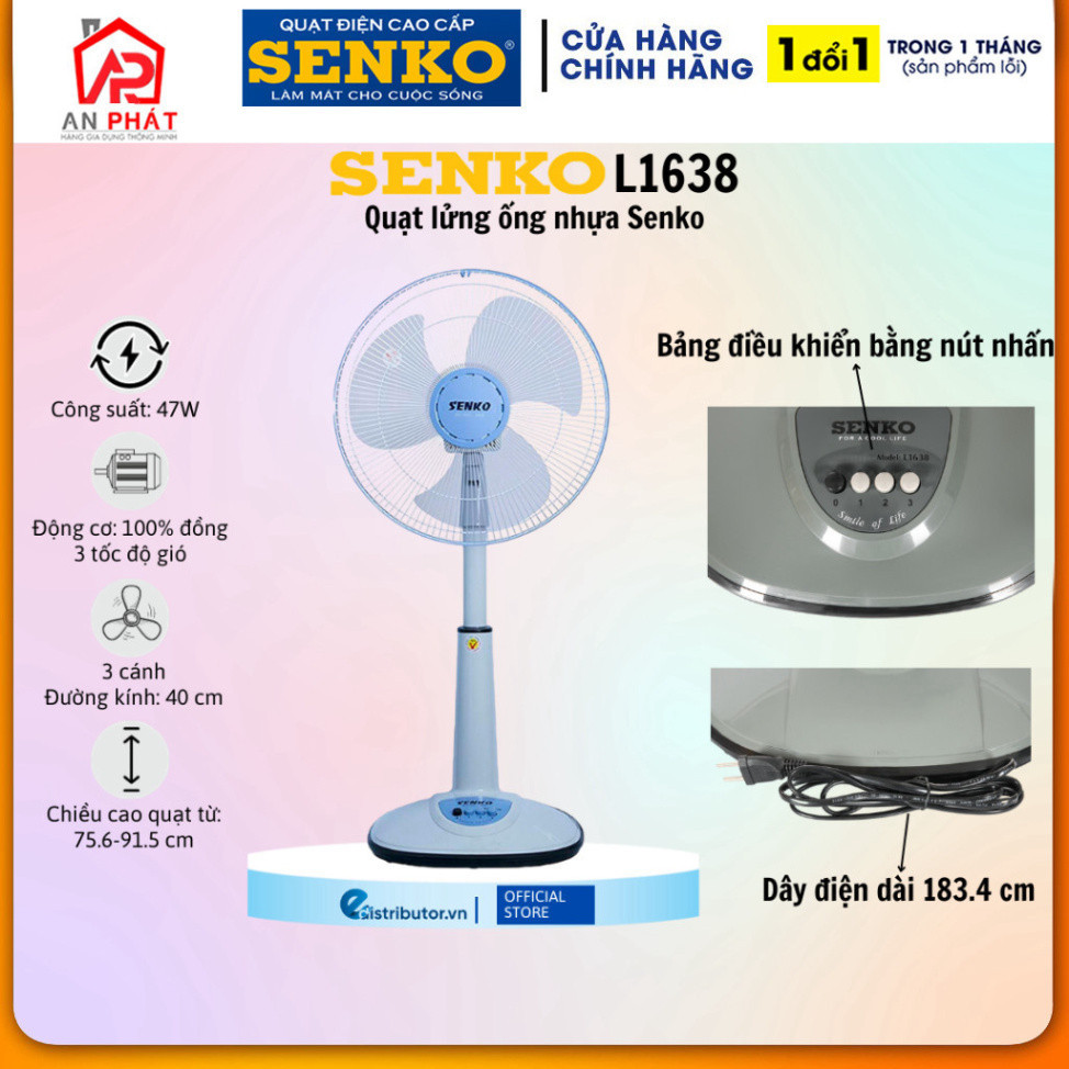 Quạt Điện Đứng Senko L1638 - Giao Màu Ngẫu Nhiên - Hàng Chính Hãng Bảo ...