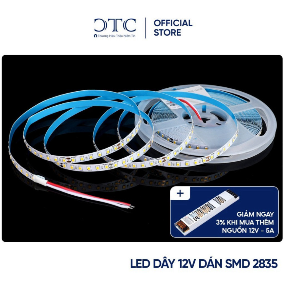 Led dây 12V dán SMD 2835 120b cuộn dài 5m đủ màu siêu sáng, trang trí ...