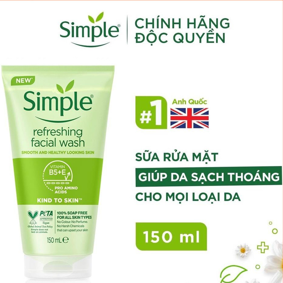 Sữa Rửa Mặt Simple Cho Da Dầu Mụn Vs Da Khô Mẫu Mới 150ml ! | Shopee ...