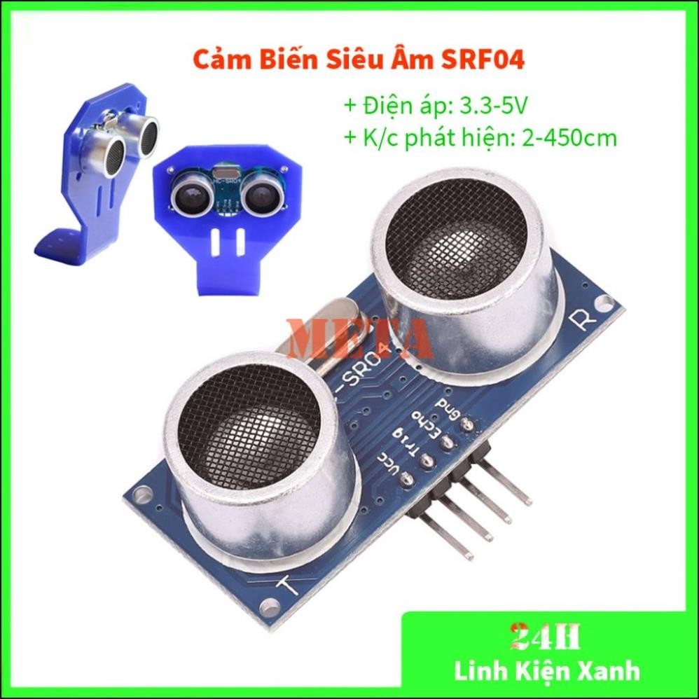 Module Cảm Biến Siêu Âm SRF04, HC SR04, HC-SR04 - Khung giá Đỡ Cảm Biến ...