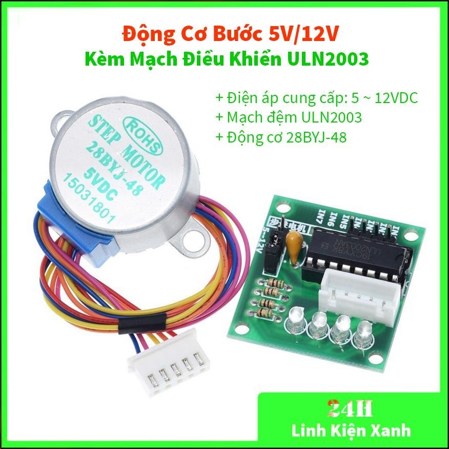 Động Cơ Bước 5V DC / 12V DC - Mạch điều khiển động cơ bước ULN2003 | Shopee Việt Nam