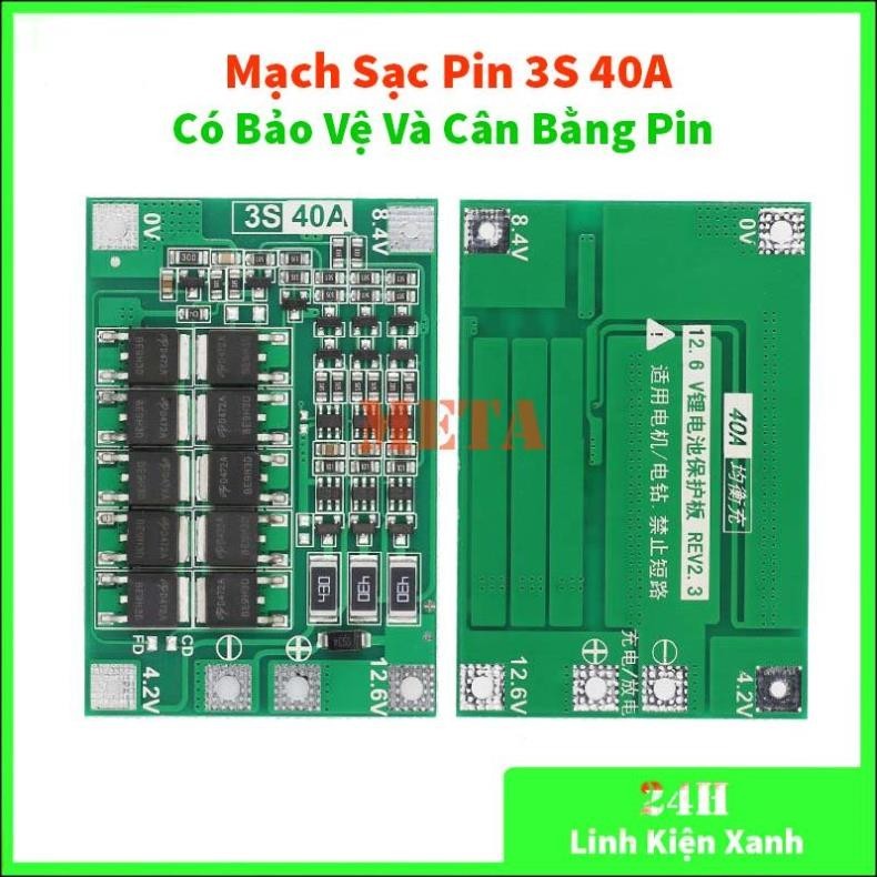 Mạch Sạc Pin 3S 12V-40A Sạc cân bằng và bảo vệ pin 18650 / Li-ion 3.7v ...
