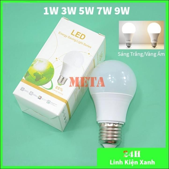 Bóng đèn Led Bulb TRÒN 1W, 3W, 5W, 7W, 9W Sáng Trắng/Vàng Ấm chống nước, tiết kiệm điện, đui vặn ...