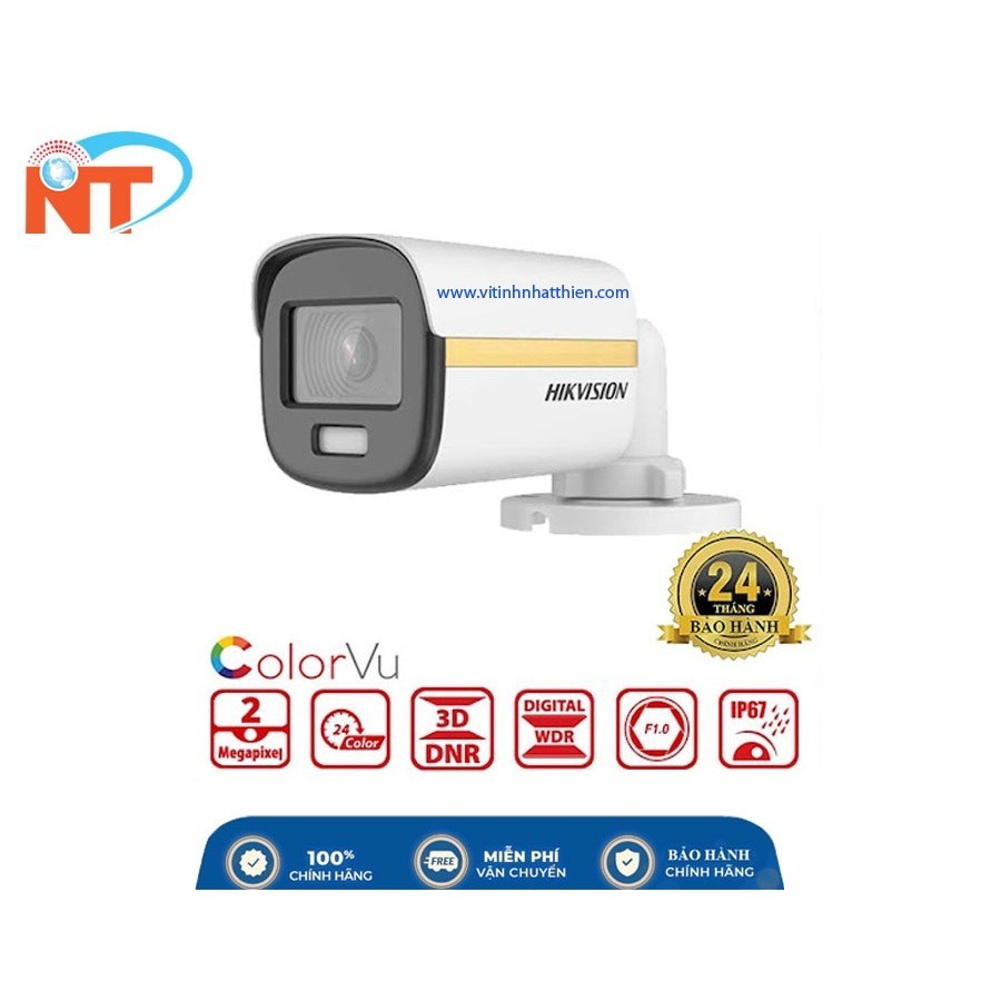 CAMERA HD-TVI ColorVu HIKVISION DS-2CE10DF0T-F 2MP 1080P, CÓ MÀU BAN ...