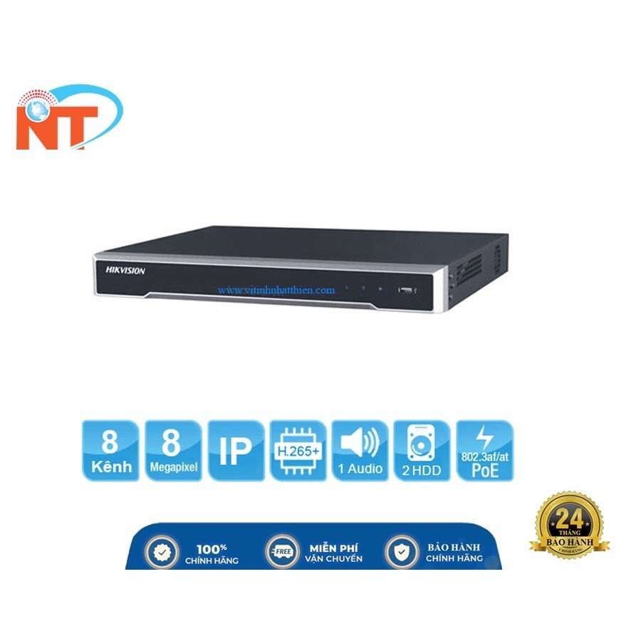 Đầu Ghi Hình Camera IP 8 Kênh Hikvision DS-7608NI-K2 Ultra HD 4K 8MP, 2 HDD SATA - Hàng chính ...