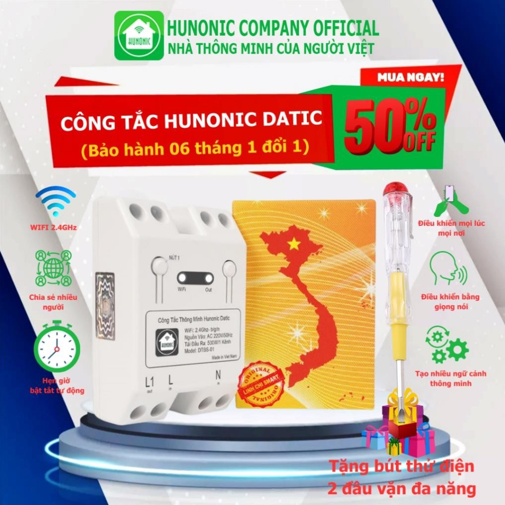 [HỎA TỐC] công tắc thông minh Wifi Hunonic Datic Basic điều khiển từ xa ...