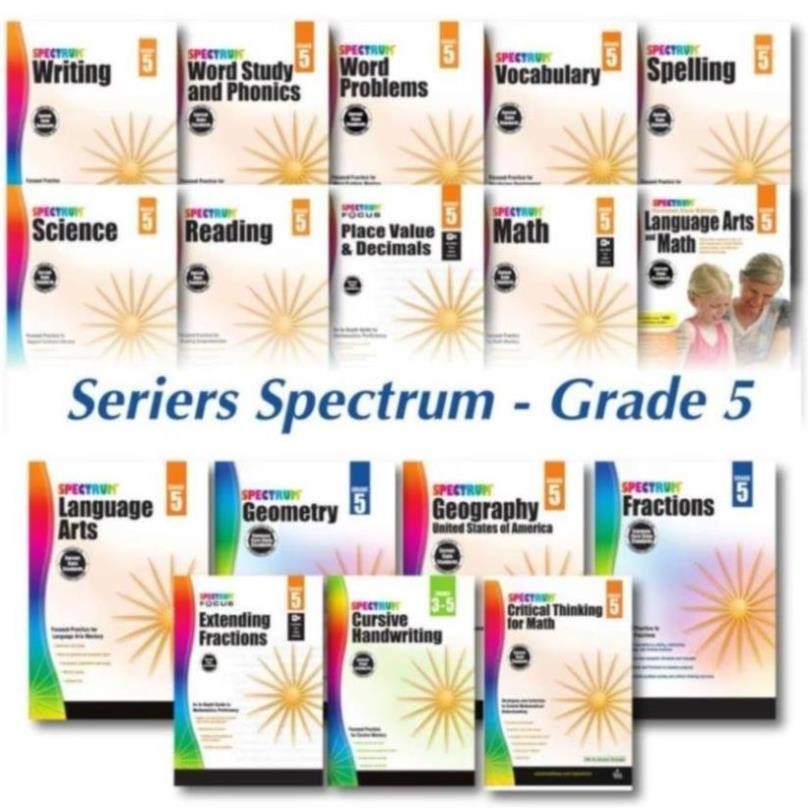 [ 20q Grade 5 ] Spectrum: Math, Reading,Cursive Handwriting, Geography ...