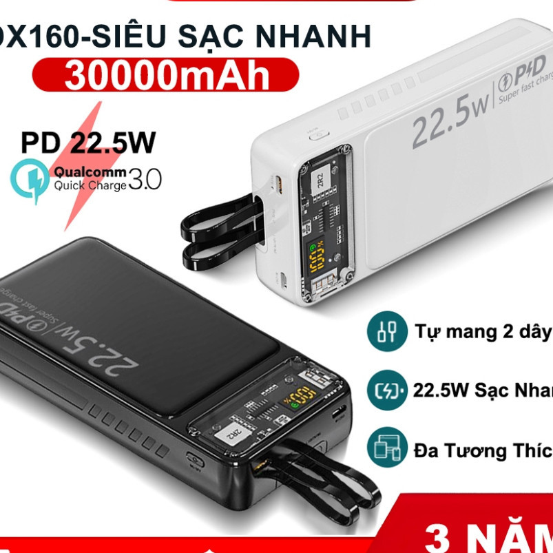 Sạc dự phòng Power bank PD22.5W 30000mah pin dự phòng màn hình Led tích ...